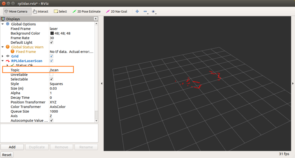 Jetson Nano + ROS1 で LiDAR を動かしてみる – FRONT